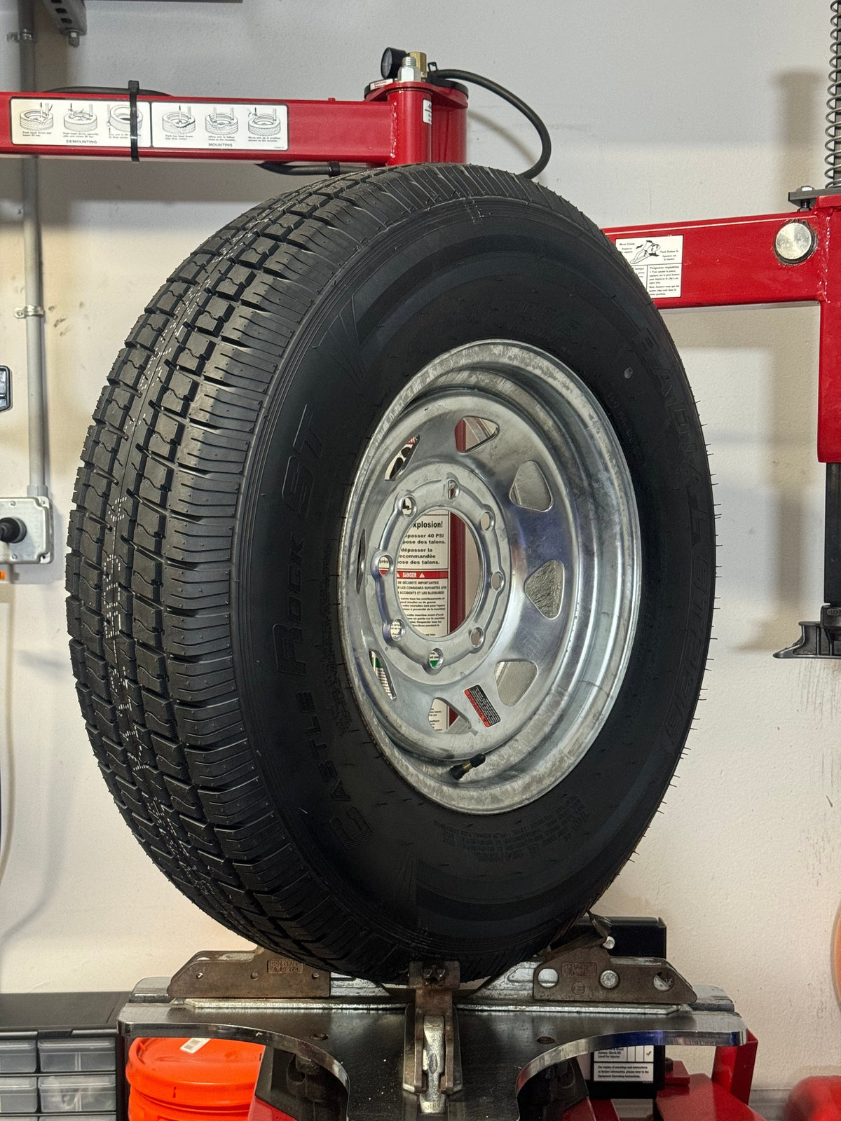 ST235/80R16 10-Ply Trailer Tire on 16" 8-6.5 Galvanized Spoke Wheel ...